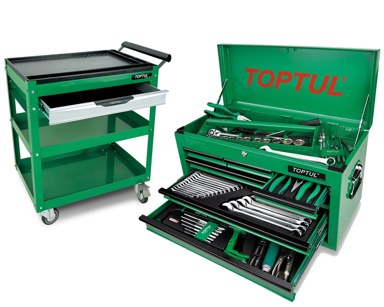 Toptul GCBZ121A Metric/AF Tool Kit + Bonus Service Trolley 121Pcs