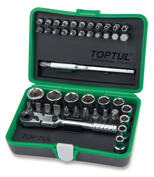 Toptul GADW4501 Mini Ratchet Socket Bit Set 1/4