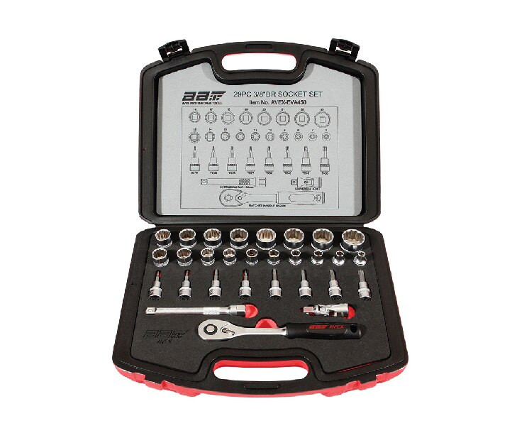 28 Piece Socket Set 1/2" Dr 6 - 24mm & Torx Sockets T15 - T50 - Avex ...