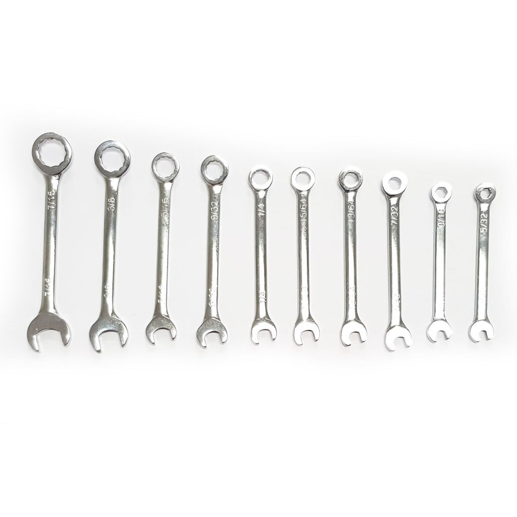 10 Piece Miniature Combination Spanner Set 5/32" - 7/16" - Avex Tool Shop