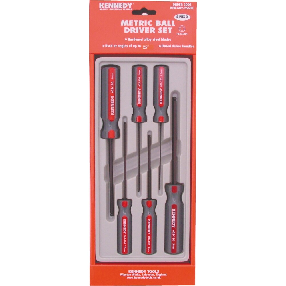Kennedy METRIC HEXAGON BALL DRIVER SET 6PCE - Avex Tool Shop