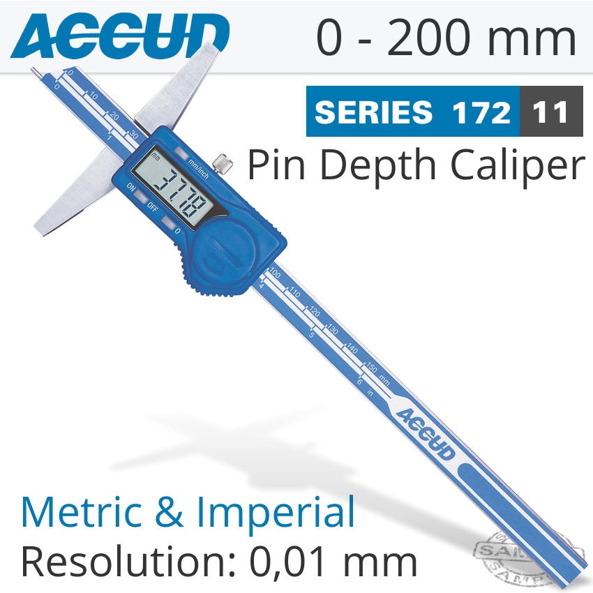 DIG. CALIPER 200MM 0.03MM ACC. PIN DEPTH 0.01MM RES. S/STEEL - Avex ...