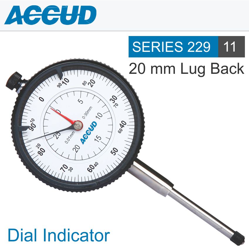 DIAL INDICATOR 20MM 0.01MM GRAD. LUG&FLAT BACK - Avex Tool Shop