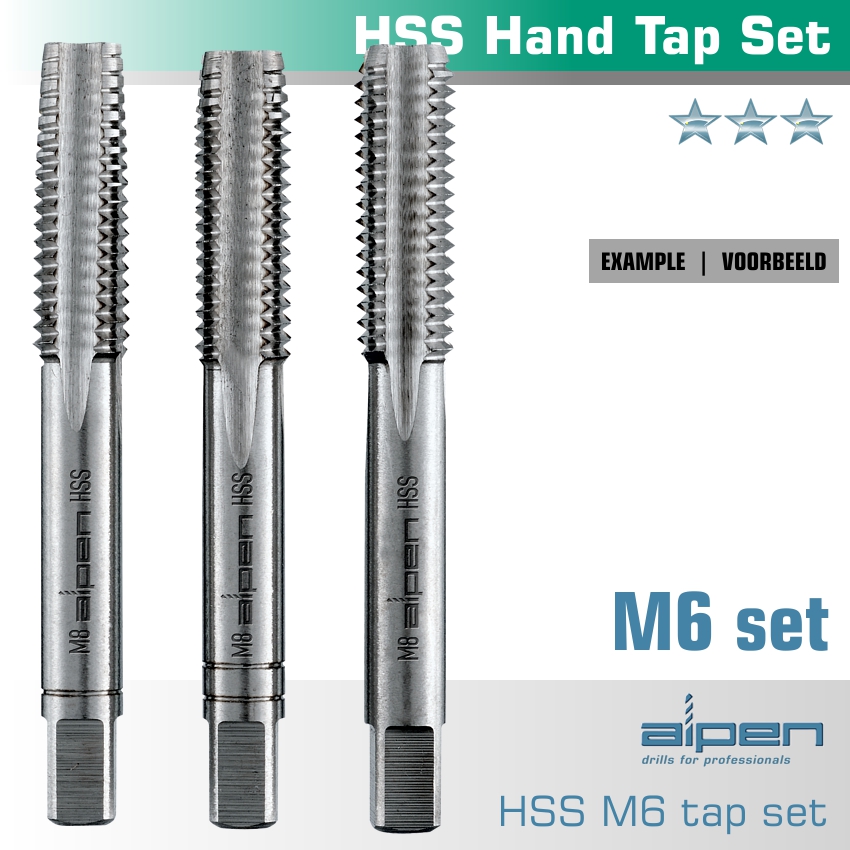 HAND TAP SET IN POUCH M6 HSS 1.0MM PITCH - Avex Tool Shop