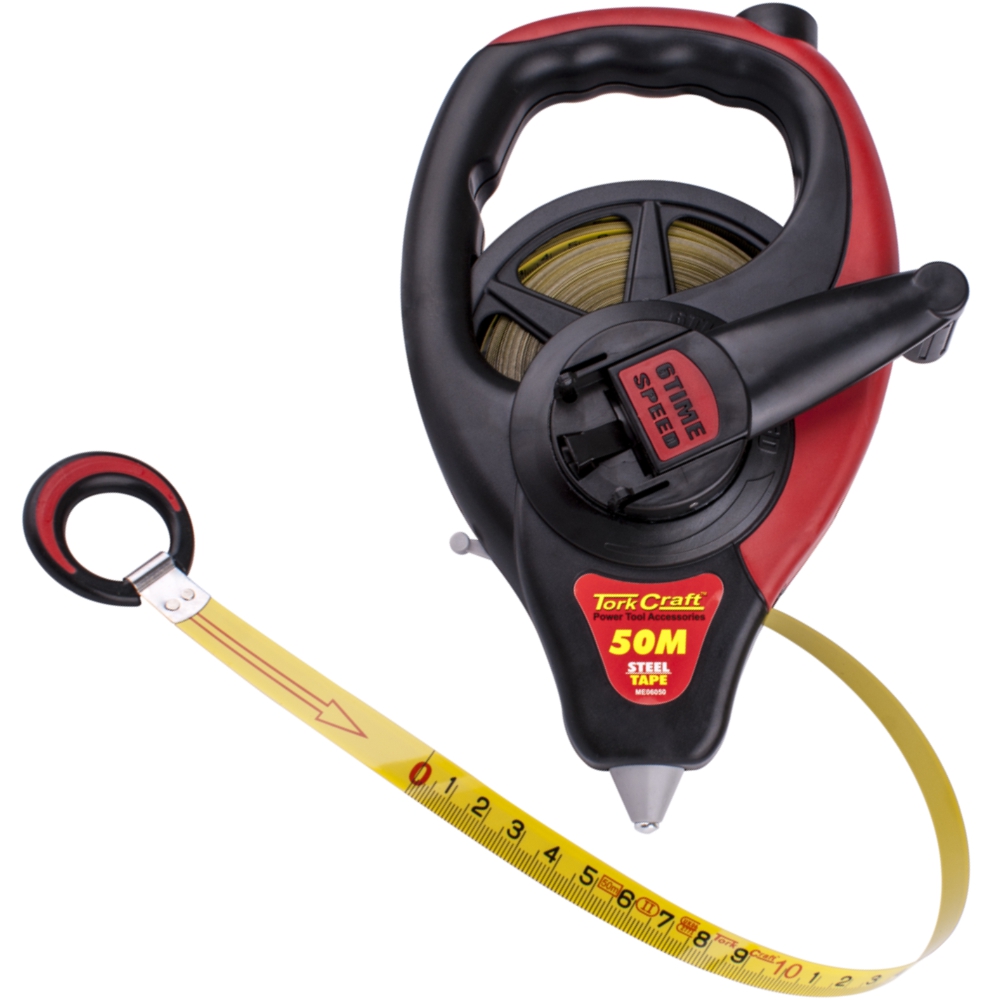 MEASURING TAPE STEEL BLADE 50M X 13MM CO-MOLDED RUBBER CASING - Avex ...