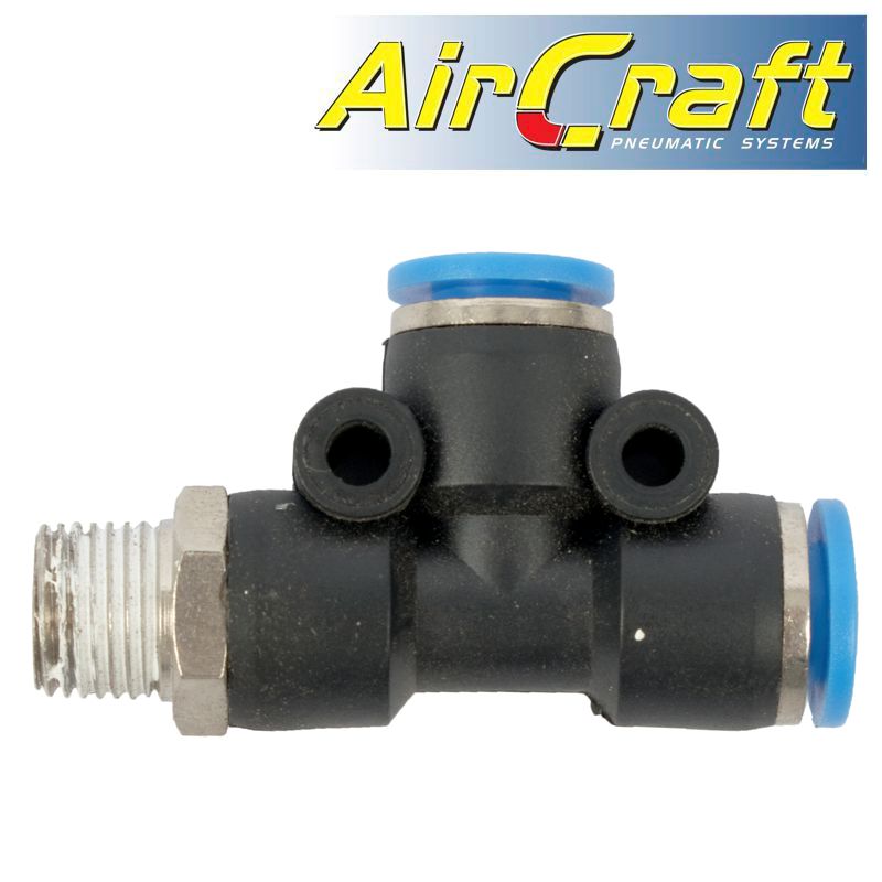 PU HOSE FITTING TEE 6MM X 6MM X 1/8'M - Avex Tool Shop