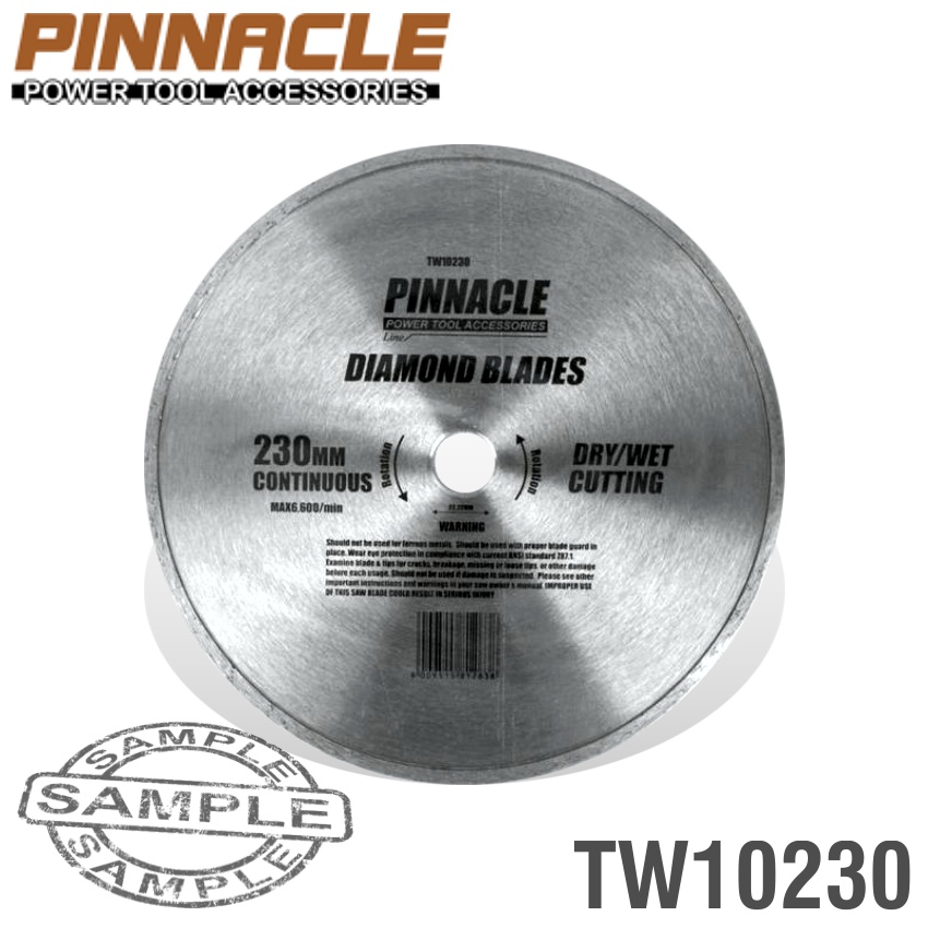DIAMOND BLADE CONT.RIM 230X22.22MM PINNACLE - Avex Tool Shop