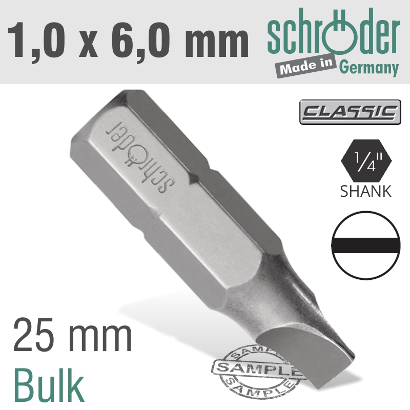 SLOTTED BIT 1.0X6.0 25MM BULK - Avex Tool Shop