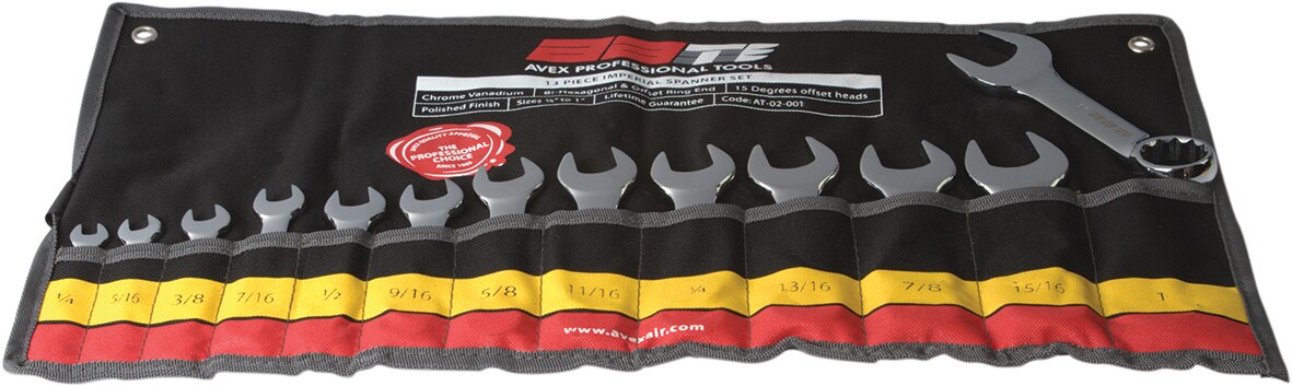 13 Piece Combination Stubby Spanner Set 1/4" - 1" - Avex Tool Shop