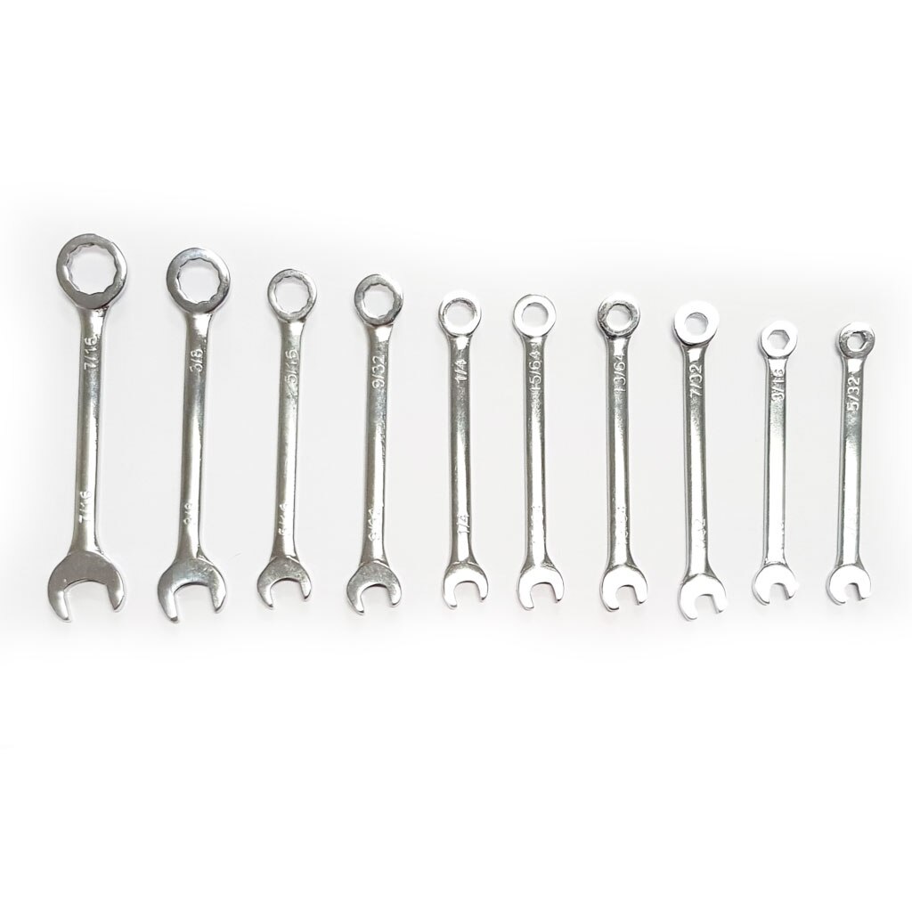 10 Piece Miniature Combination Spanner Set 5/32" - 7/16" - Avex Tool Shop