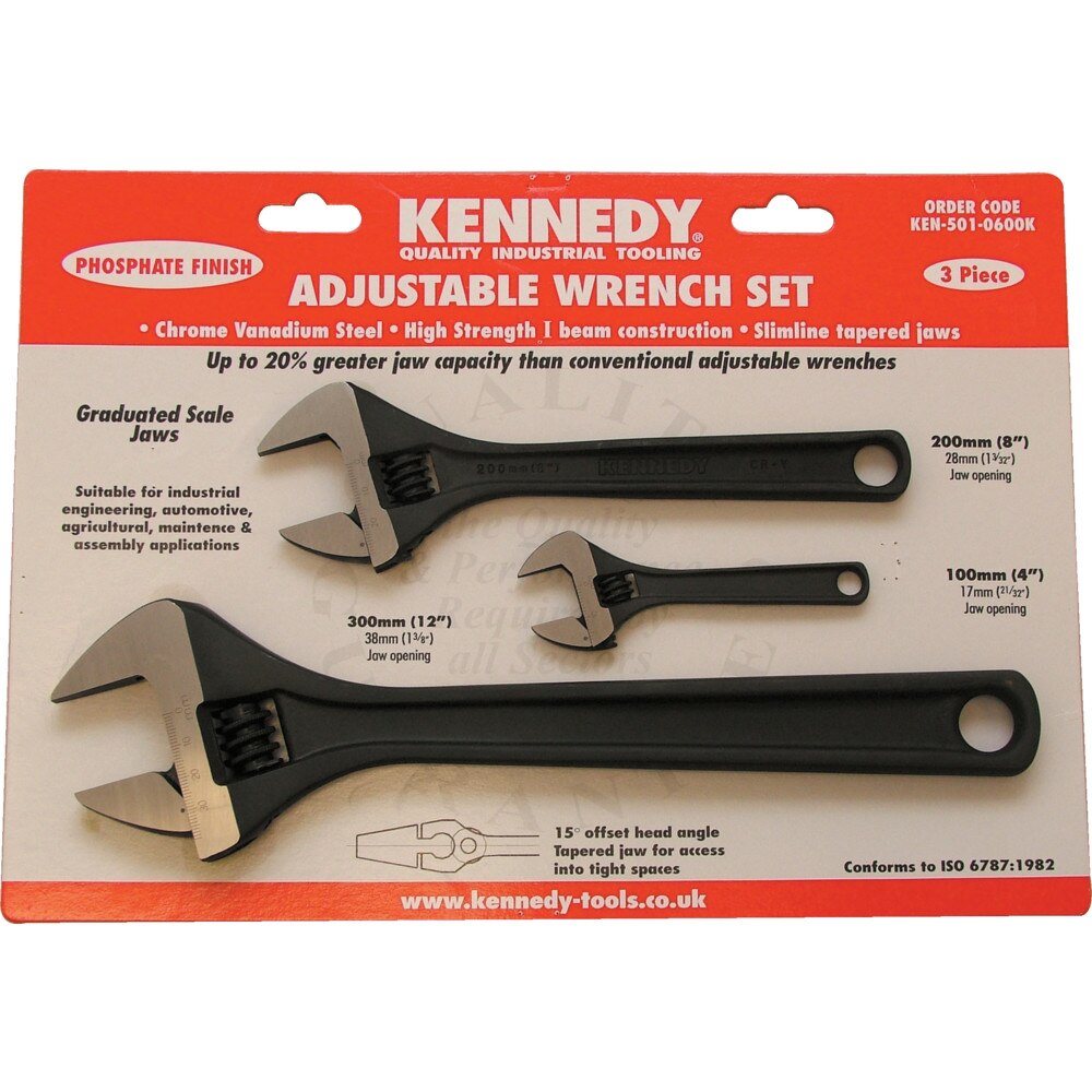 Kennedy 4inch8inch12inch PHOSPHATE FINISH ADJUSTABLE WRENCH SET - Avex ...