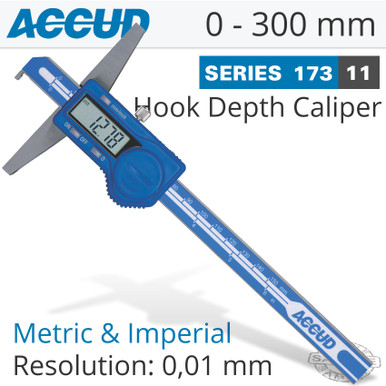 DIG. CALIPER 300MM 0.05MM ACC. HOOK DEPTH 0.01MM RES. S/STEEL - Avex Tool Shop