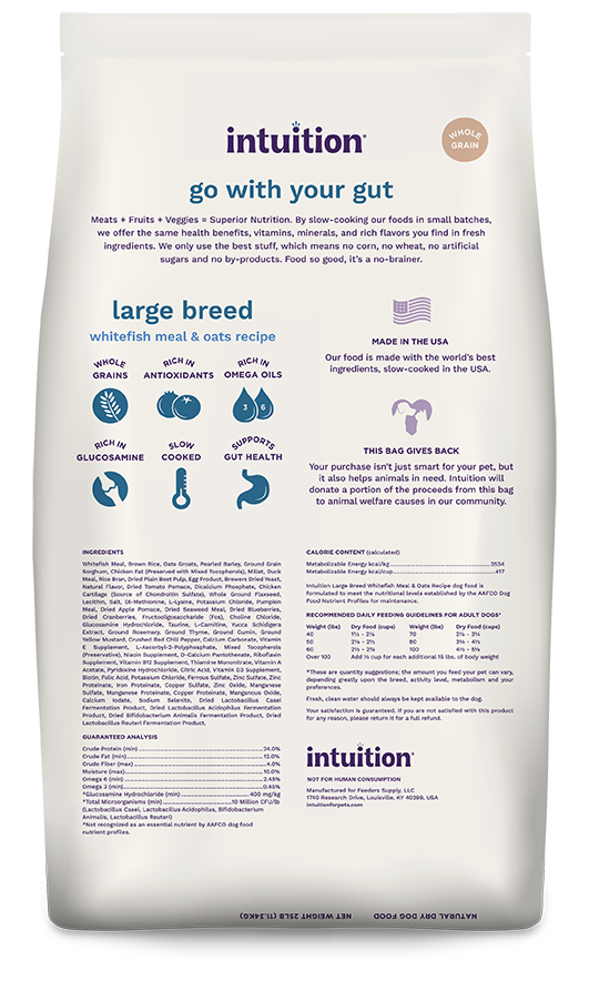 Intuition Large Breed Whitefish Meal & Oats Recipe Dry Dog Food 25 lb ...