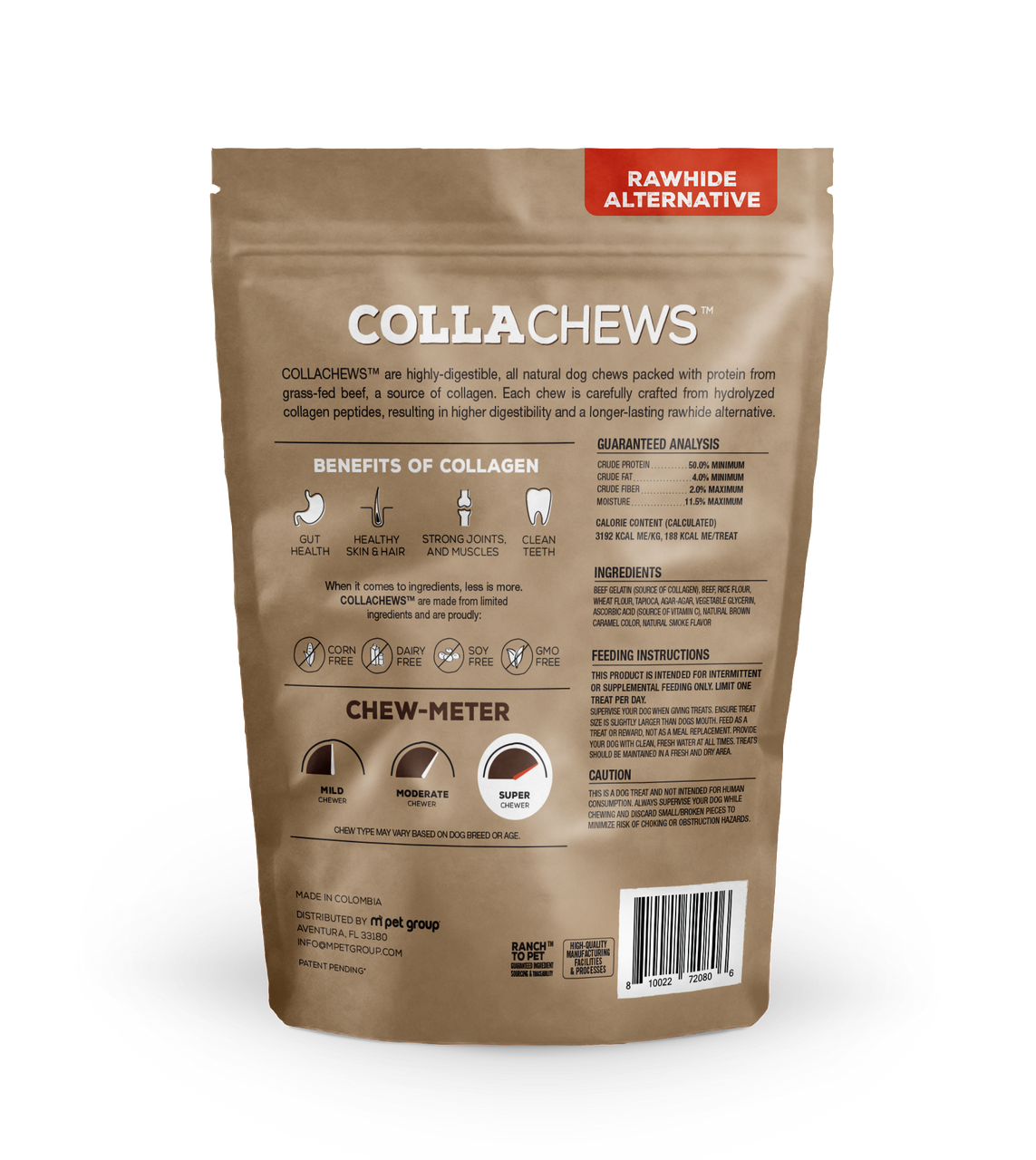 Collachews 6 in Collagen Bully Flavored Roll 4 pk - Feeders Pet Supply