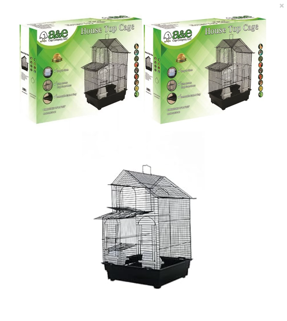 A&E House Top Black Bird Cage 16 x 14 x 23 in - Feeders Pet Supply