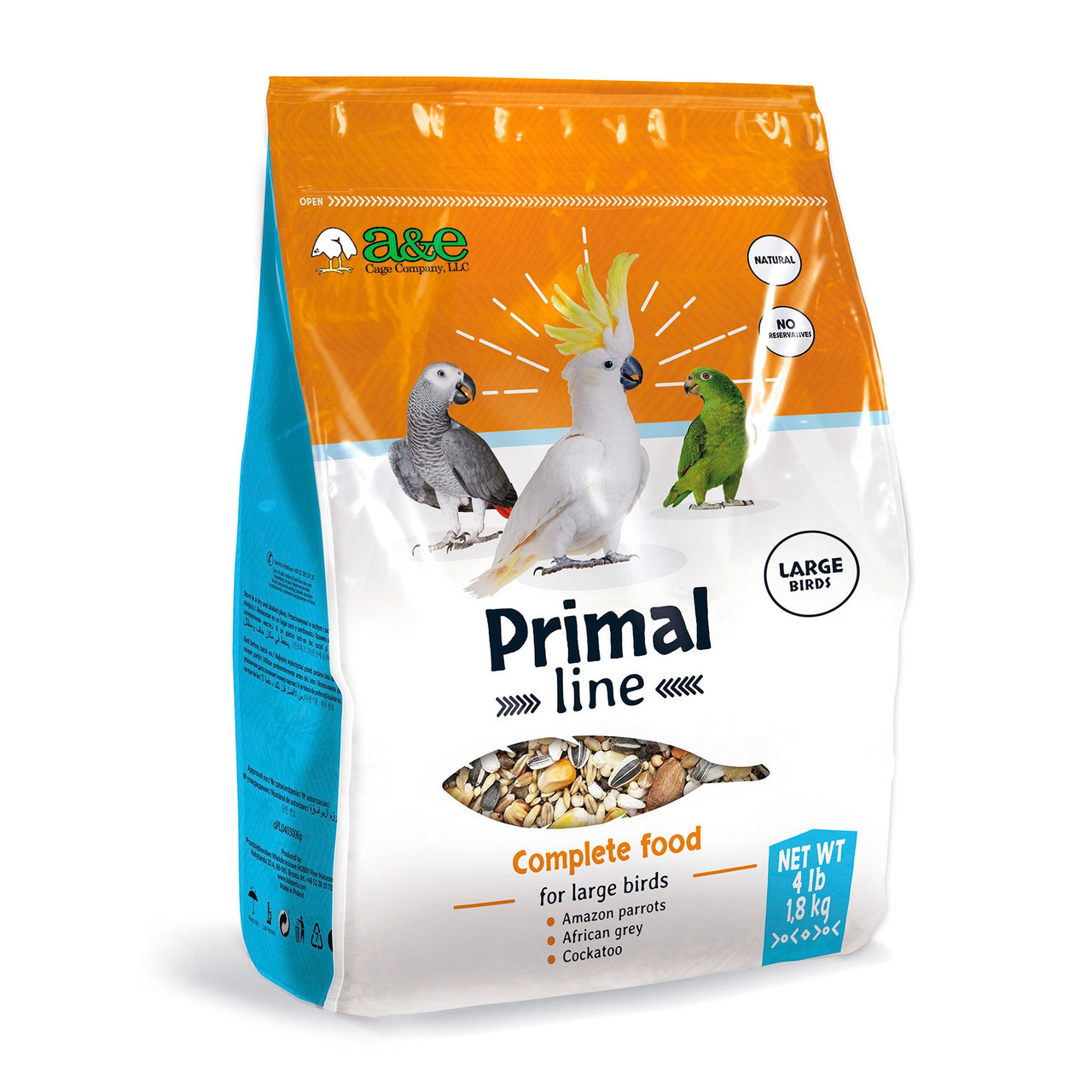 A&E Primal Line Large Bird Food 4 lb - Feeders Pet Supply