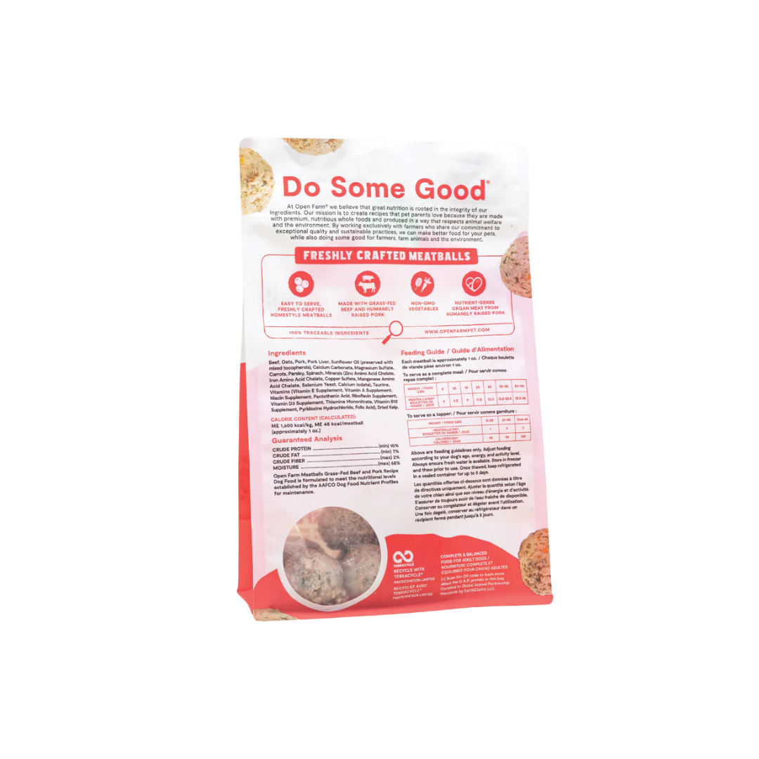 Open Farm Grass-Fed Beef & Pork Freshly Crafted Meatballs for Dogs 14 ...