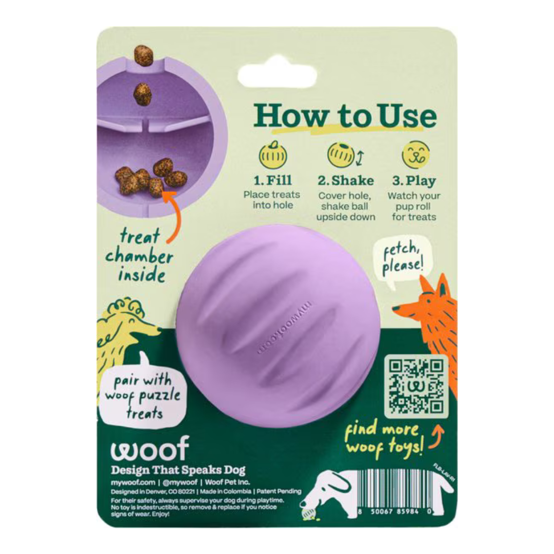 Woof Flyball Fetch Ball & Occupying Treat Dispensing Puzzle Dog Toy ...