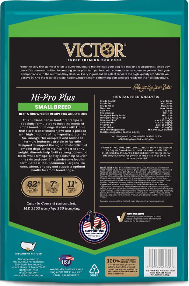 Victor Pet Food Classic Hi-Pro Plus Small Breed Adult Dry Dog Food 5 lb ...