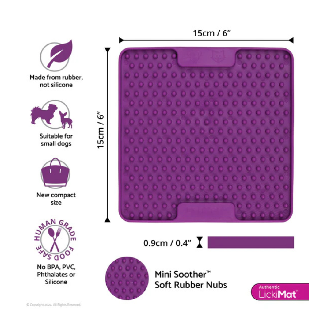 Lickimat Purple Mini Mat Soother Dog Slow Feeder - Feeders Pet Supply