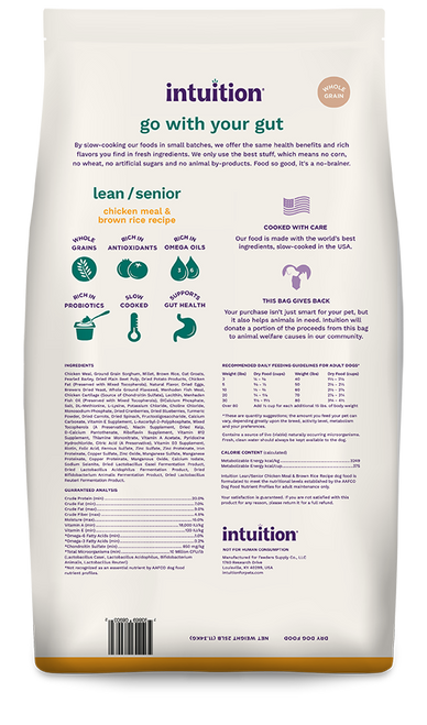 Intuition Lean/Senior Chicken Meal & Brown Rice Recipe Adult Dry Dog ...