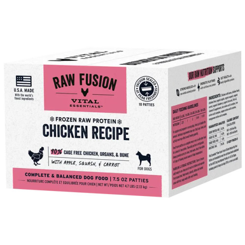 Vital Essentials Frozen Raw Fusion Chicken Recipe Dog Food Patties 10 ...