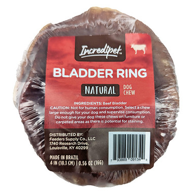 Incredipet Beef Bladder Ring Dog Chew - Feeders Pet Supply