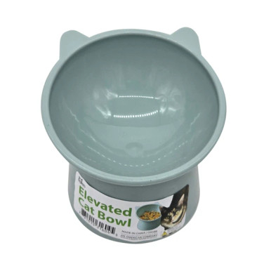 Kole Imports Easy-Feed Tilted Elevated Cat Food Bowl - Feeders Pet Supply