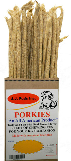 Jj Fud Porkies Bacon Flavor Dog Chew Stick 36 in - Feeders Pet Supply