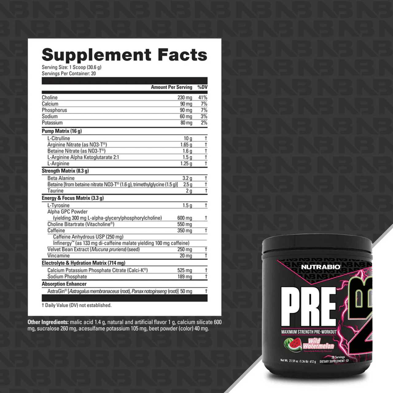Nutrabio Pre Workout Supplement High Stimulant