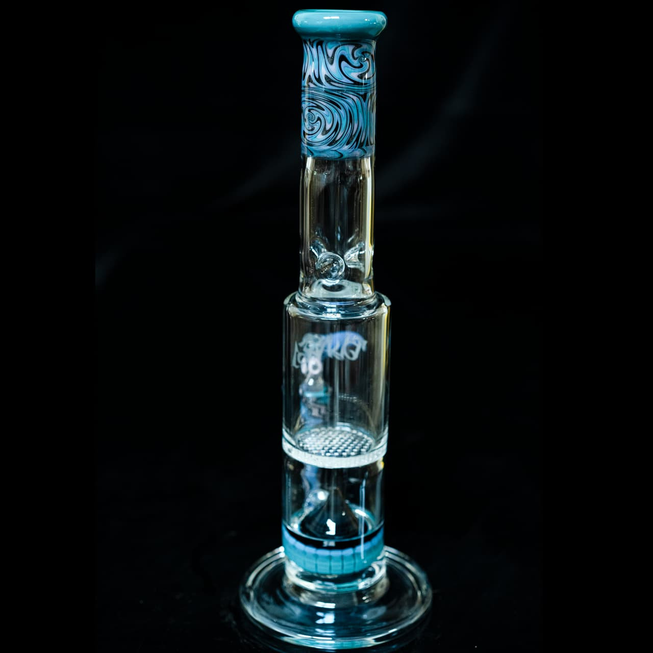 Straight Tube Wig Wag Perc w/Honeycomb Chick - Blaze1