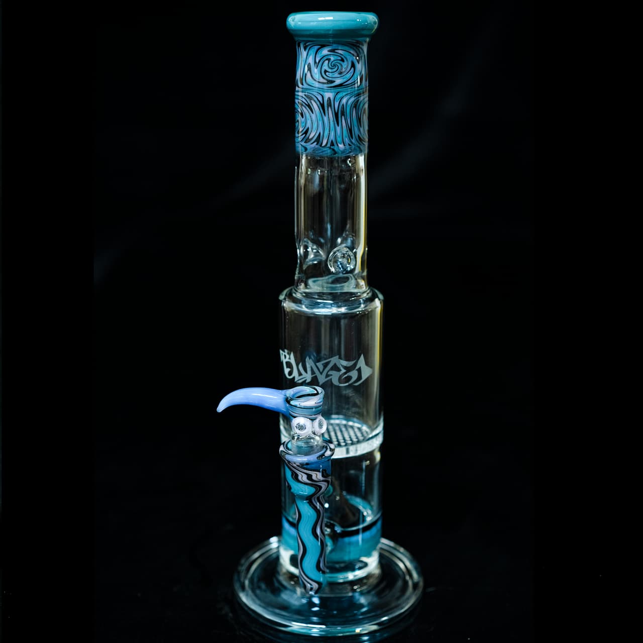 Straight Tube Wig Wag Perc w/Honeycomb Chick - Blaze1