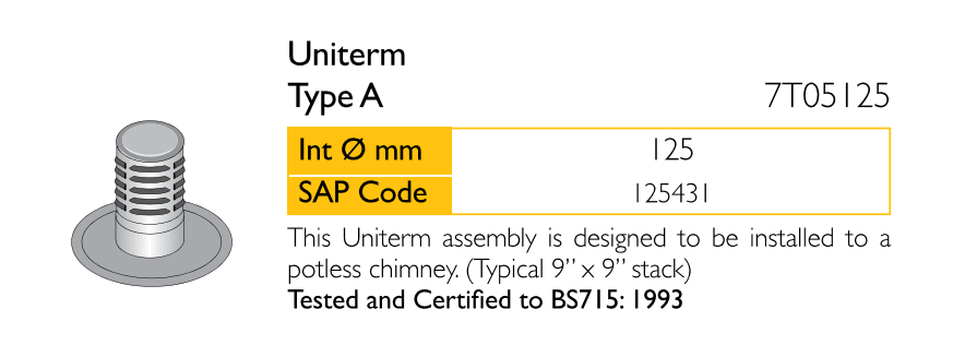 Uniterm Type A 125mm - Nationwide Chimney Components