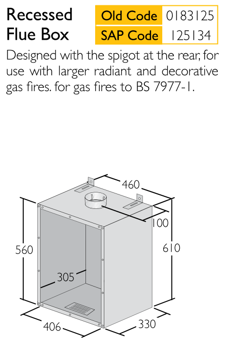 Recessed Flue Box 125mm - Nationwide Chimney Components