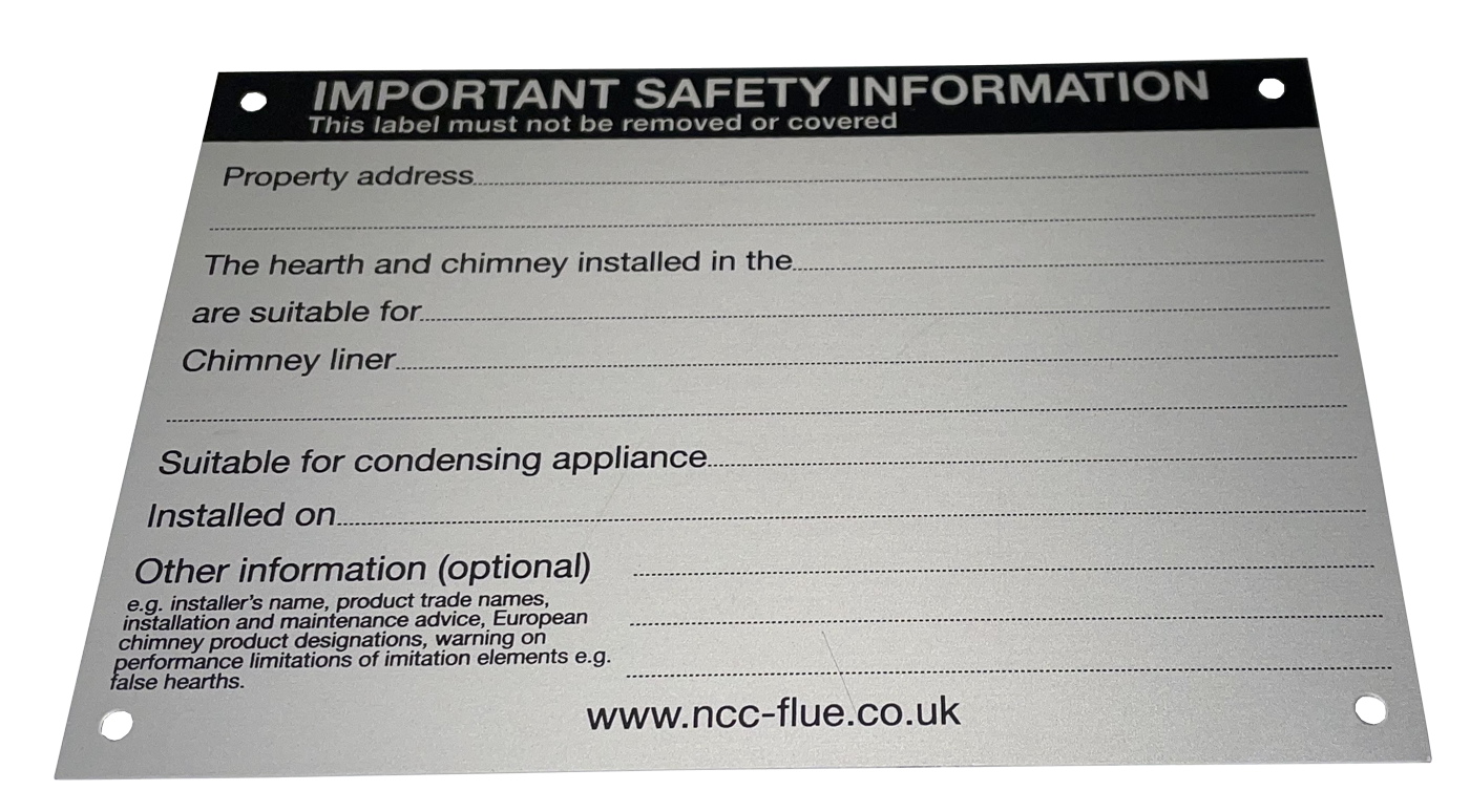 Chimney Notice Plate - Nationwide Chimney Components