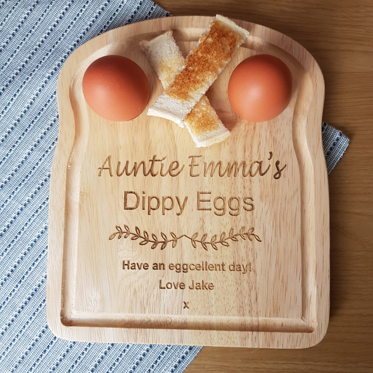 Adult Dippy Egg Board, Natural Leaf Design
