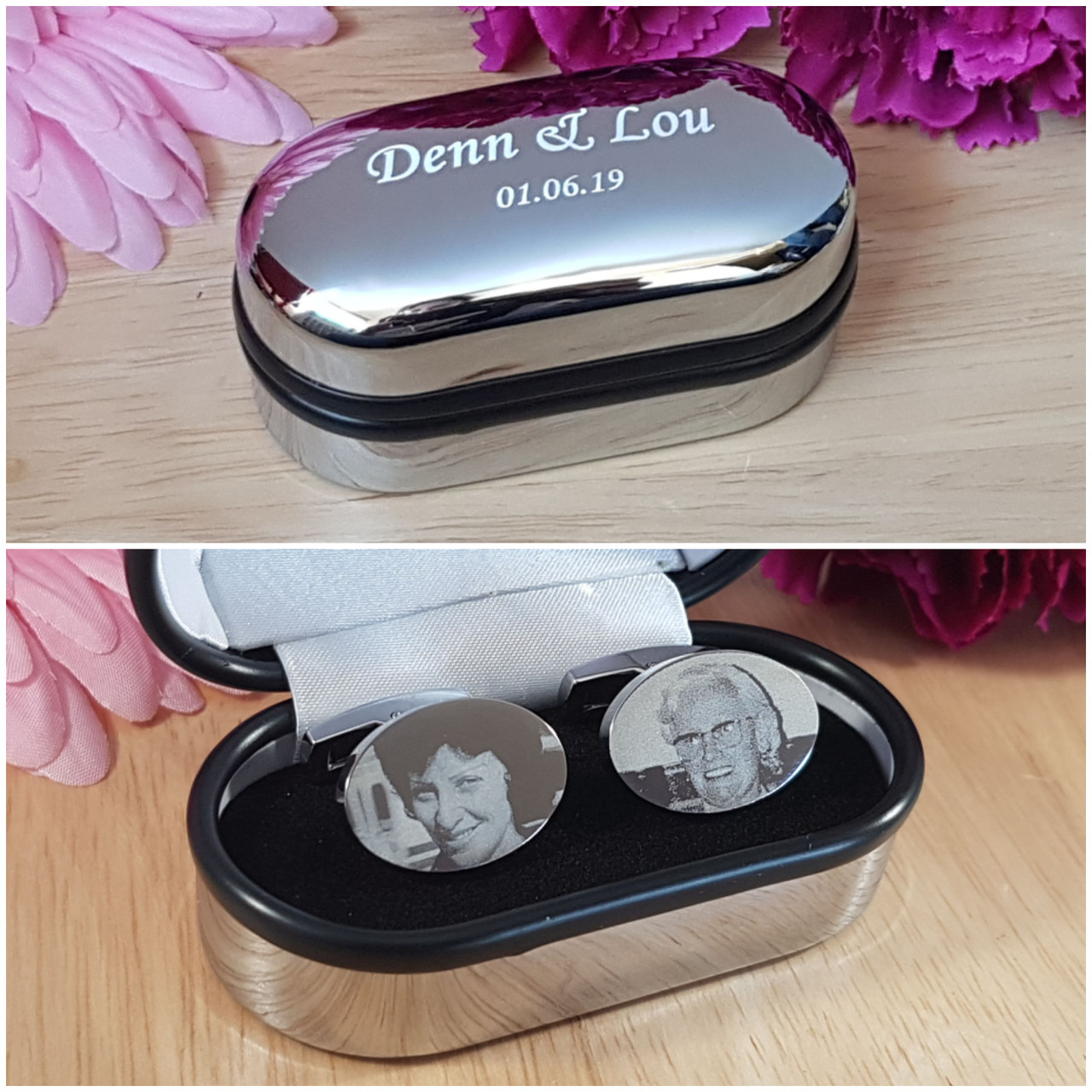 Photo Memorial Engraved Cufflink Gift for Him, Wedding Remembrance