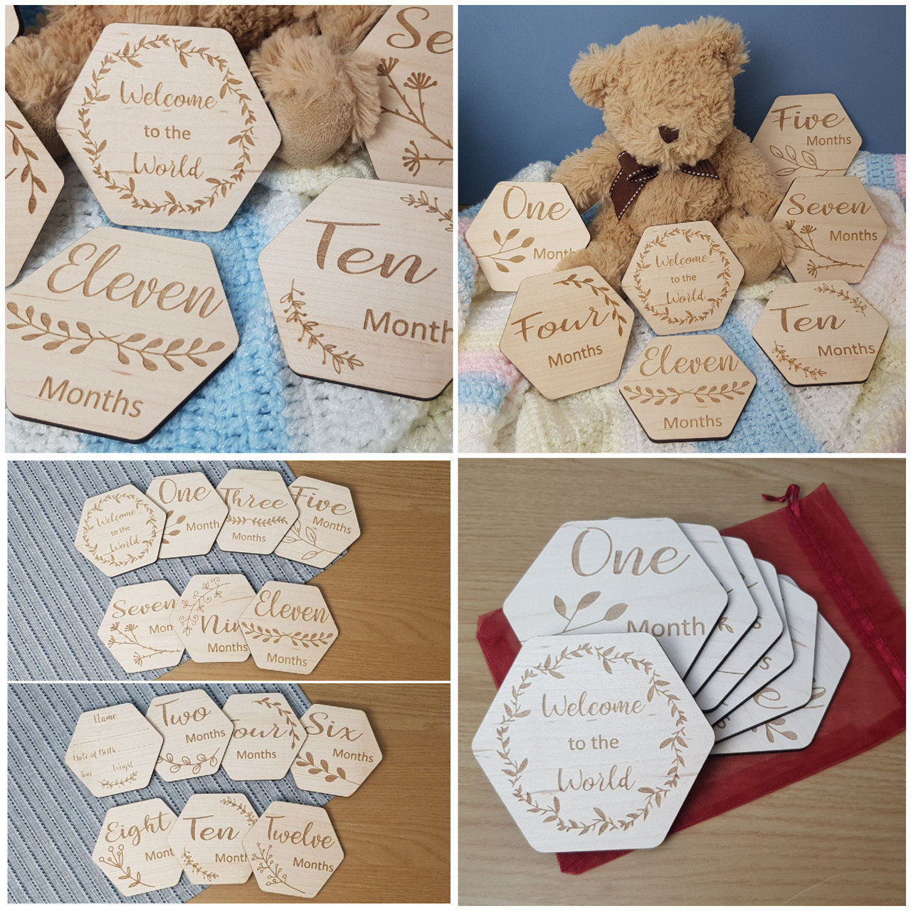 Baby Age Milestone Discs Personalised with Newborn Baby Details