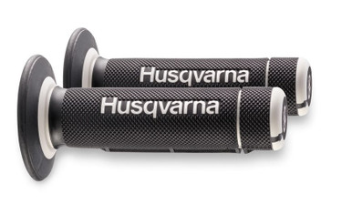 Genuine OEM Husqvarna Branded Grips, Black and White Husqvarna logo