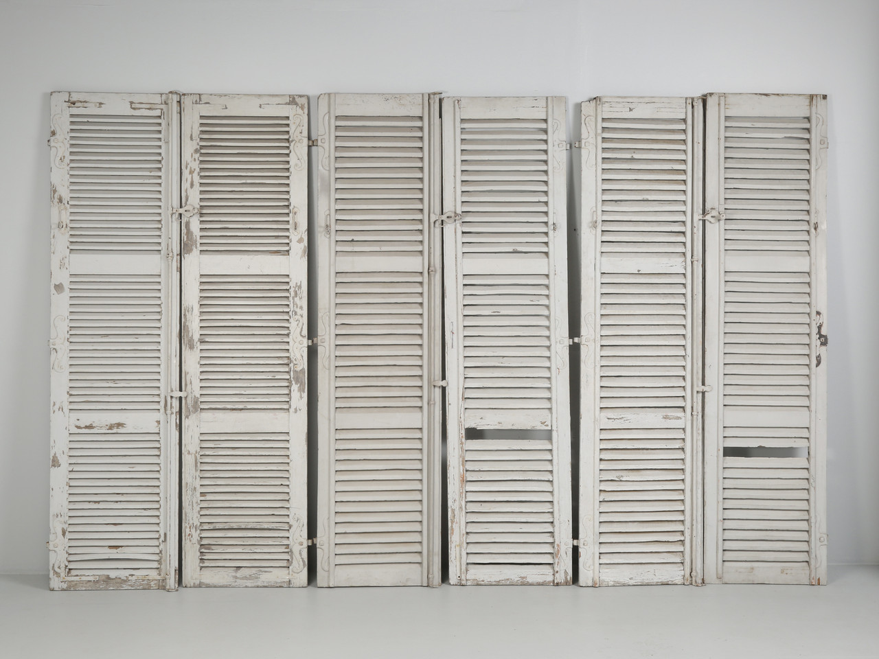 French Shutters Old Paint, Original Hardware Seven Pairs