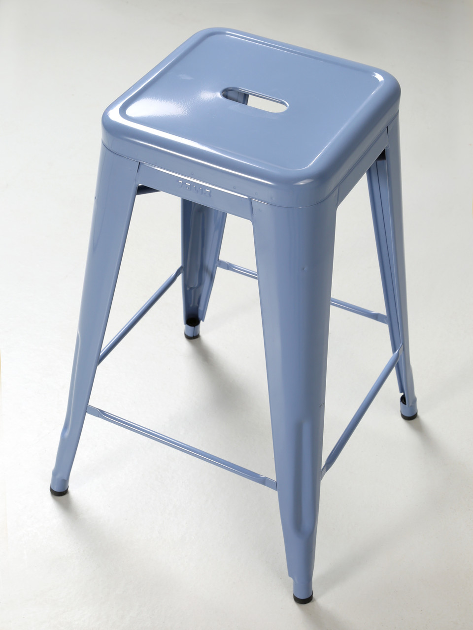Original French Tolix Powder Blue Stacking Counter Stools - Set of (4)