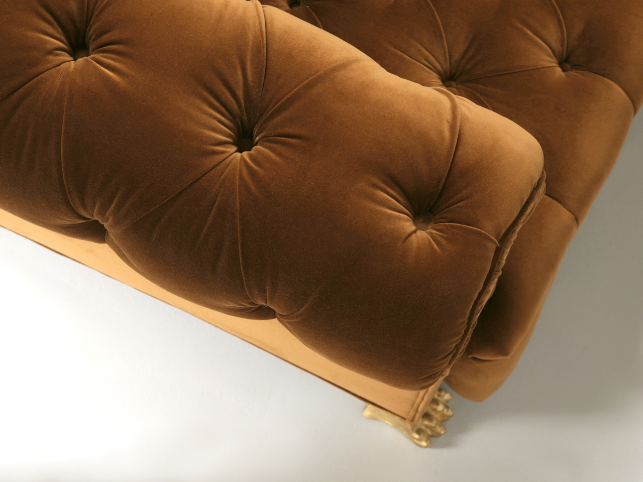 Custom Chesterfield Sofa w/ Gold Feet | Old Plank