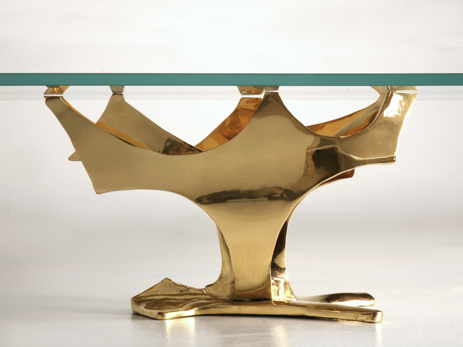 Modern Solid Bronze Gold Plated Coffee Table Base | Old Plank