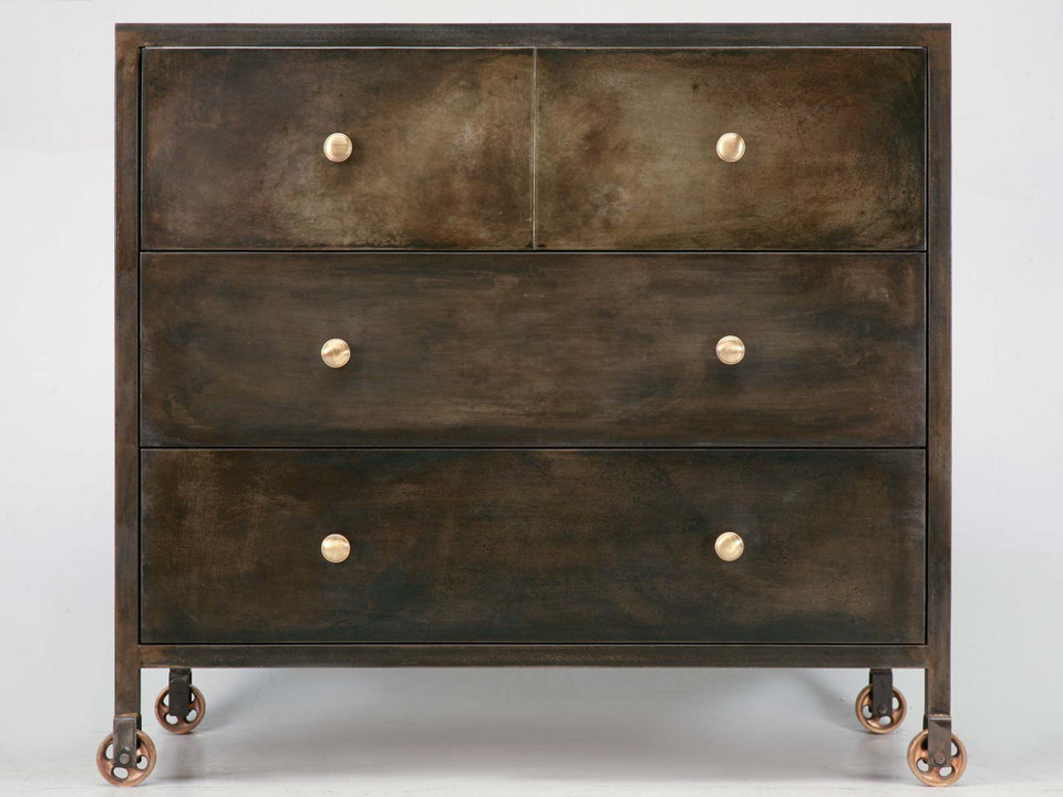 Custom Blackened Steel Industrial Commode | Old Plank