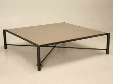 Custom Mid-Century Modern Steel & Stone Coffee Table
