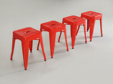Original French Tolix Chile Pepper Red Stools - Set of (4)