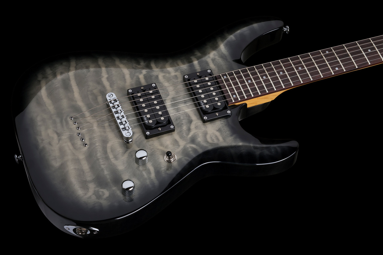 Schecter C6 Plus/Deluxe Left Handed Electric Guitar Charcoal Burst ...