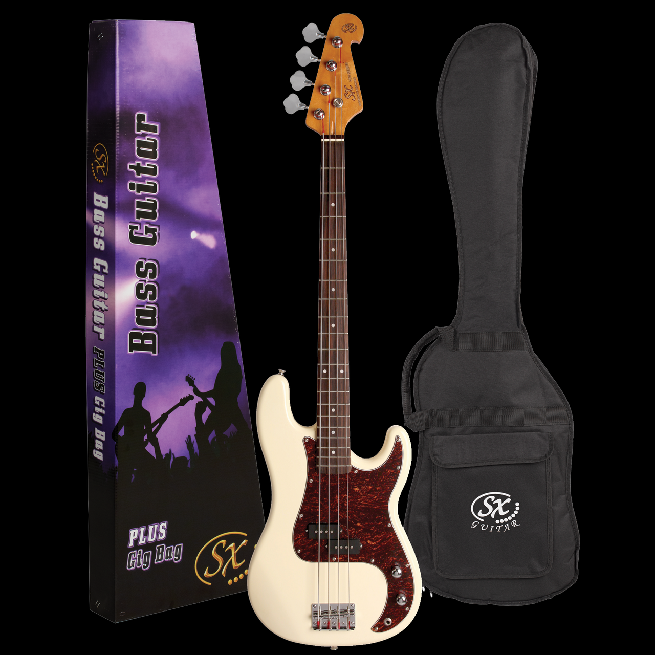 SX PB Bass Guitar W/ Gig Bag - Vintage White - Guitar WorLd - City Arcade