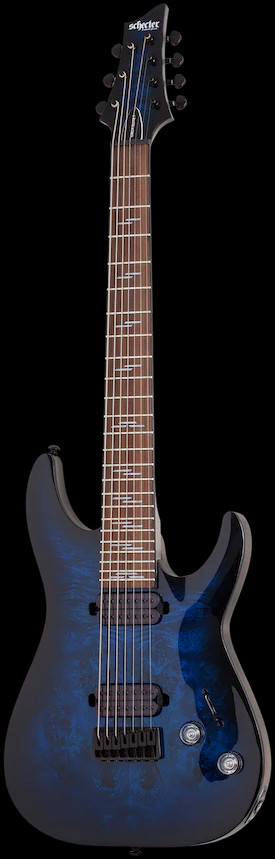 Schecter Omen Elite 7-String Electric Guitar See-Thru Blue Burst ...
