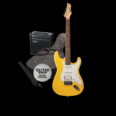 Ashton Electric Guitar + Amp/Accessories Pack - Yellow - Guitar WorLd ...